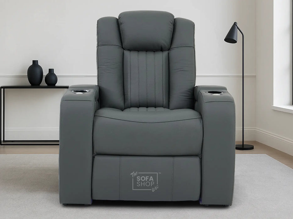 Cinema Seat in Dark Grey Leather | 3-10 Days Delivery