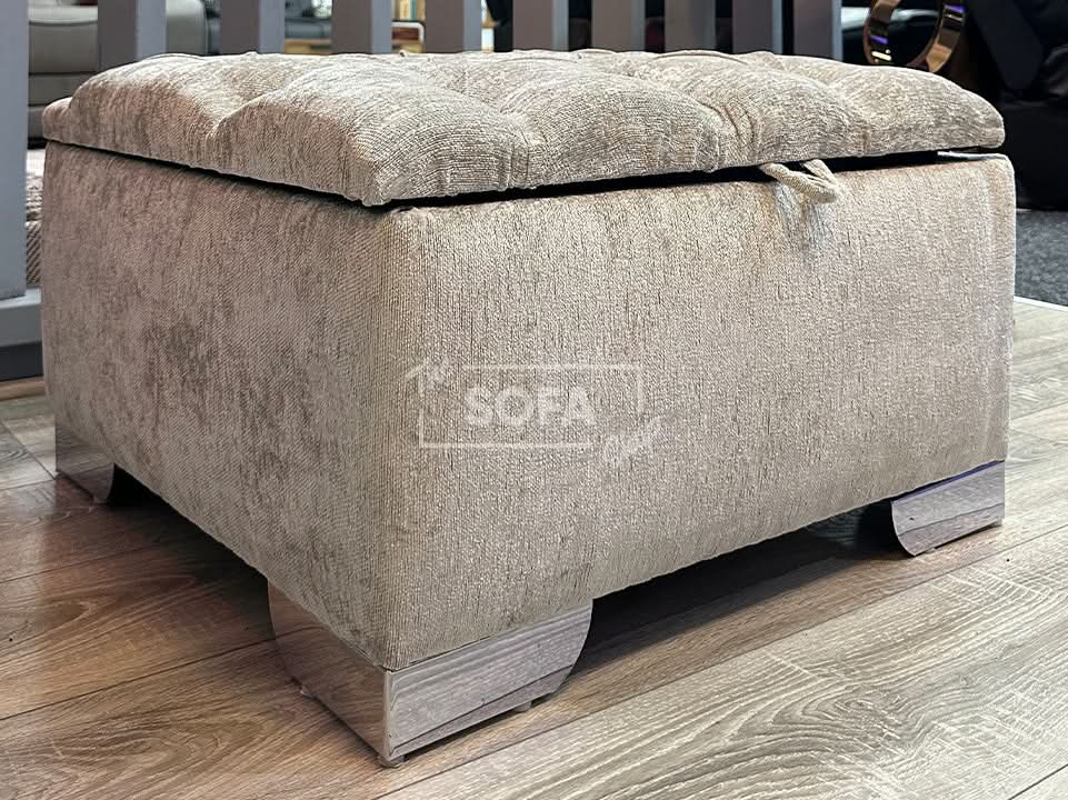 Second Hand Beige Fabric Footstool | Fast Delivery