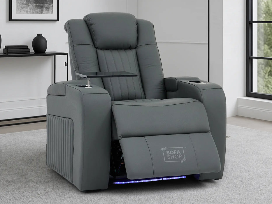 Cinema Seat in Dark Grey Leather | 3-10 Days Delivery
