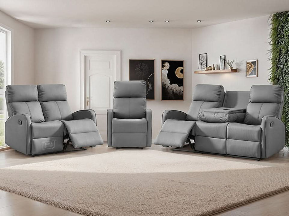 Shop this 3+2+1 Leather Recliner Sofa with Drop-Down Table