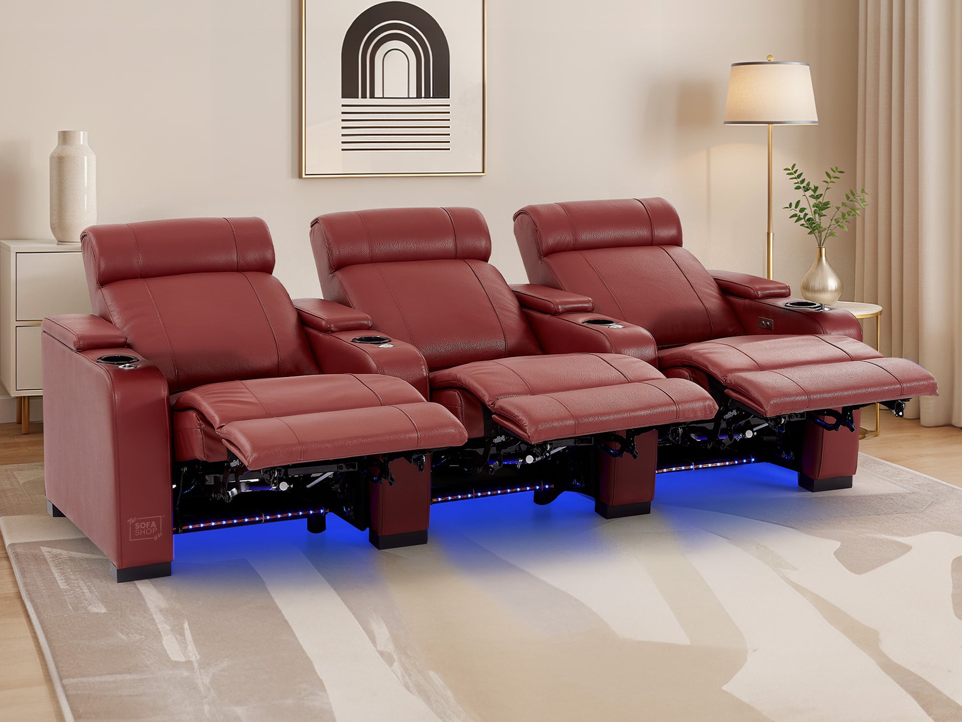 Luxury Red Leather Recliner Set | Rated 5 Stars for Comfort & Style