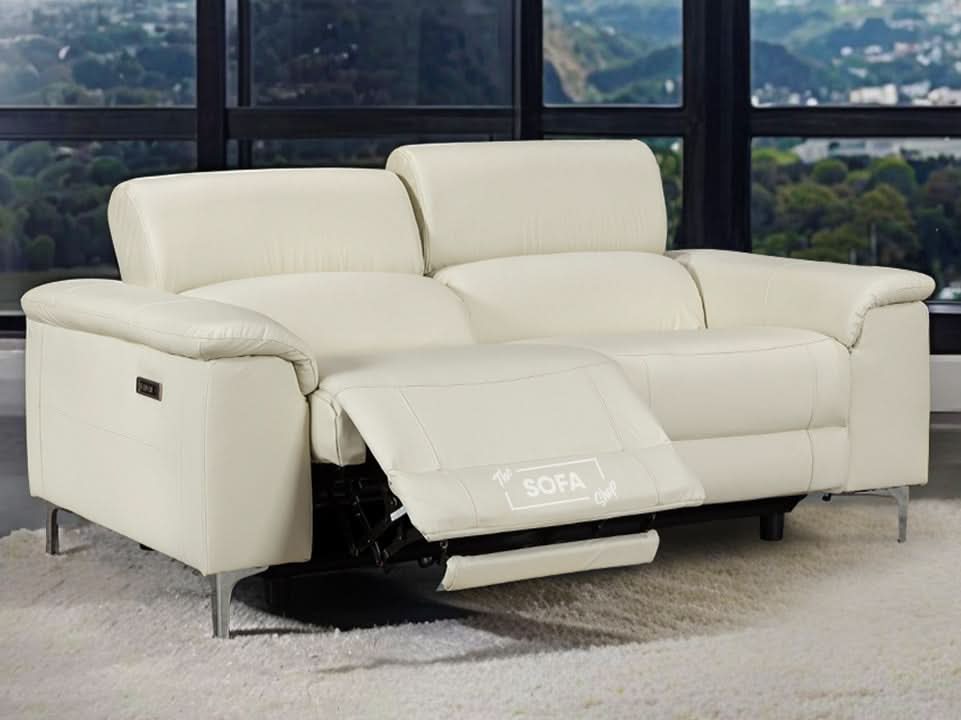 Cream Leather 3 Seater Electric Recliner Sofa | Up to 50% Off