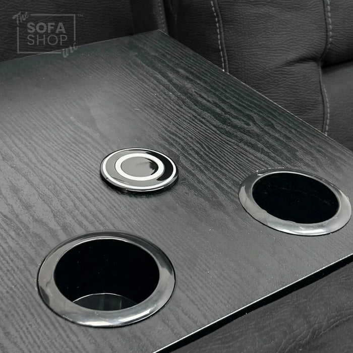 3 Seater Black Fabric Cinema Sofa | Adjustable Headrest | Florence
