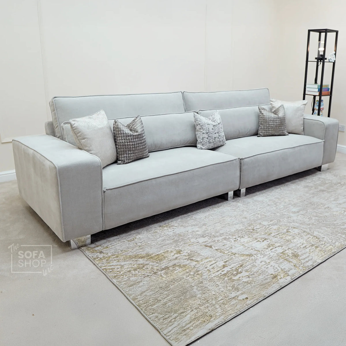 4 Seater Fabric Sofa in Soft Cosy Beige Fabric | Spacious & Comfortabl
