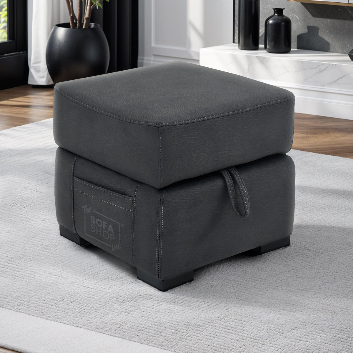 Storage Footstool In Charcoal Grey Fabric - Florence